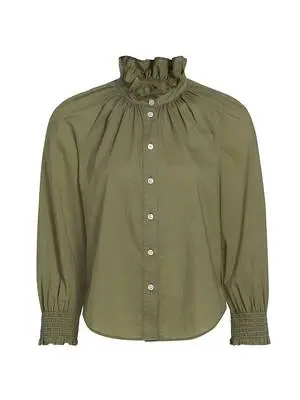 Veronica Beard Women's Calisto Cotton Button-Front Shirt - Bright Army  - Bright Army
