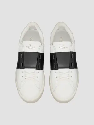 Valentino Garavani Calfskin Open Sneakers - White Black