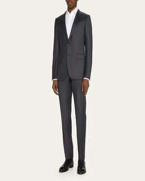 Zegna Wool Tic-weave Suit - Dark Grey Solid