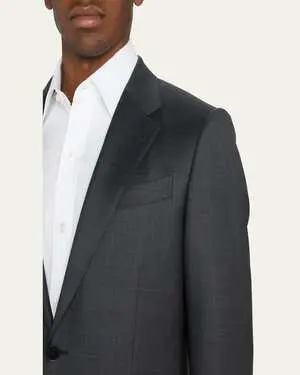 Zegna Wool Tic-weave Suit - Dark Grey Solid