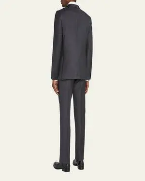 Zegna Wool Tic-weave Suit - Dark Grey Solid