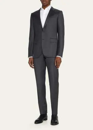Zegna Wool Tic-weave Suit - Dark Grey Solid