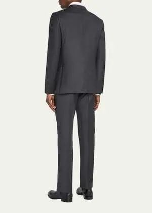 Zegna Wool Tic-weave Suit - Dark Grey Solid