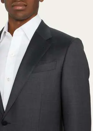 Zegna Wool Tic-weave Suit - Dark Grey Solid