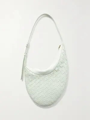 Bottega Veneta Small Drop Intrecciato Leather Shoulder Bag - White