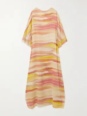Loro Piana Cillia Striped Silk-chiffon Maxi Dress - Yellow