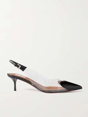 Alaïa Le Caur 55 Pu And Patent-leather Slingback Pumps - Black
