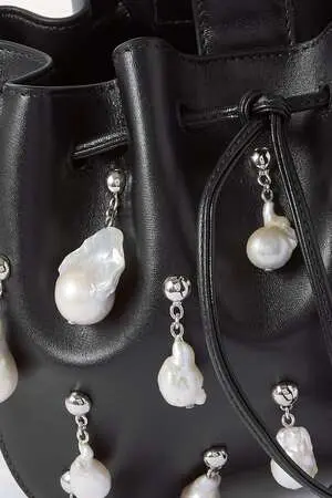 Alaïa Rose Marie Pearl-embellished Leather Bucket Bag