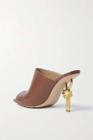 Bottega Veneta Knot Leather Mules - Brown