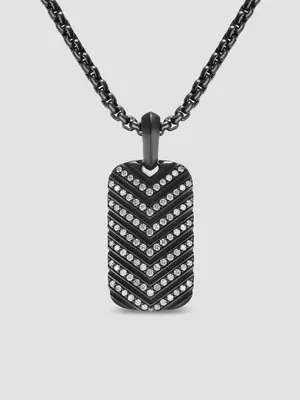 David Yurman The Streamline Collection Black Titanium Tag Enhancer Pendant Diamond