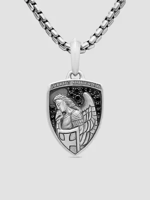 David Yurman Amulets St. Michael Sterling &amp; Pav&eacute Pendant - Black Diamond