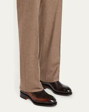 Santoni Kaj Brogue Leather Oxfords - Dark Brown/copper