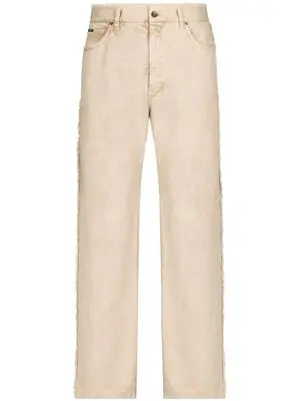 Dolce & Gabbana Frayed-trim Wide Leg Jeans