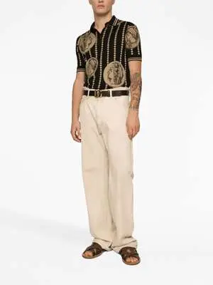 Dolce & Gabbana Frayed-trim Wide Leg Jeans