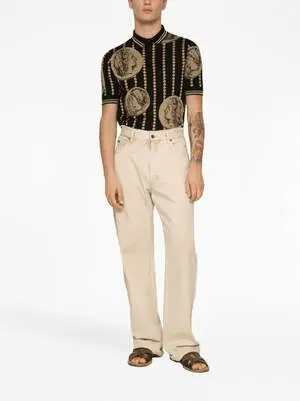 Dolce & Gabbana Frayed-trim Wide Leg Jeans