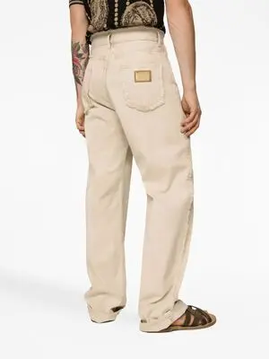 Dolce & Gabbana Frayed-trim Wide Leg Jeans