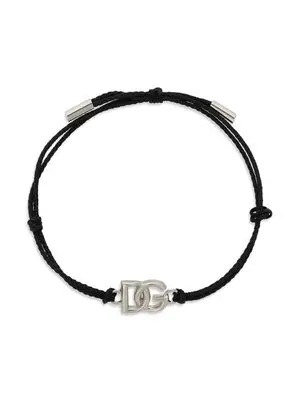 Dolce & Gabbana Logo Charm Cord Bracelet - Silver