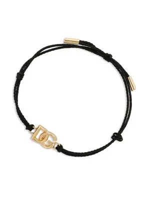 Dolce & Gabbana Logo Charm Cord Bracelet - Gold