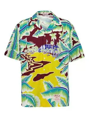 Valentino Garavani Surf Rider-print Cotton Bowling Shirt - Blue