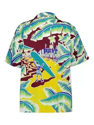 Valentino Garavani Surf Rider-print Cotton Bowling Shirt - Blue