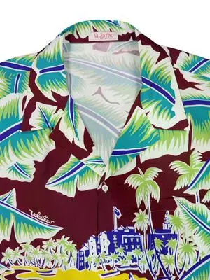 Valentino Garavani Surf Rider-print Cotton Bowling Shirt - Blue