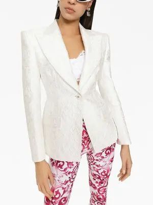 Dolce & Gabbana Brocade Turlington Blazer - White