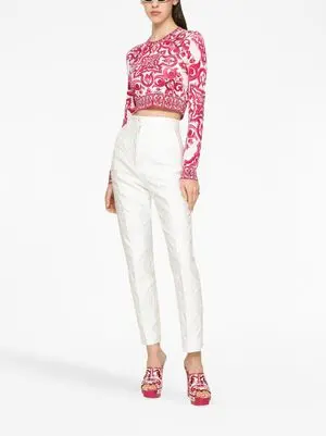 Dolce & Gabbana Embroidered Cigarette Trousers - White