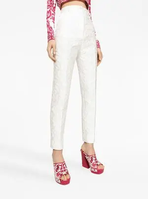 Dolce & Gabbana Embroidered Cigarette Trousers - White