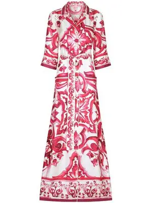 Dolce & Gabbana Majolica-print Twill Shirt Dress - Pink