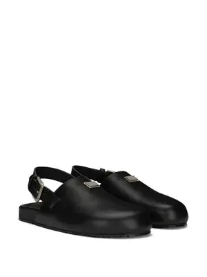 Dolce & Gabbana Logo Buckled Leather Sandals - Black