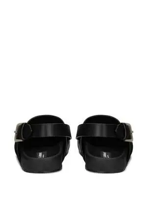 Dolce & Gabbana Logo Buckled Leather Sandals - Black