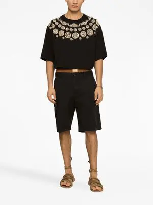 Dolce & Gabbana Logo-plaque Cargo Shorts - Black