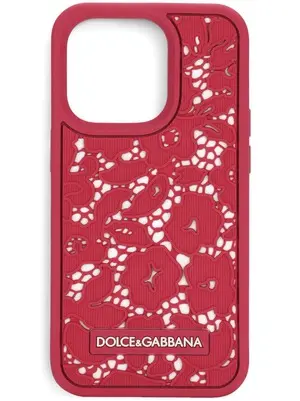 Dolce & Gabbana Floral Lace Iphone 14 Pro Case - Pink