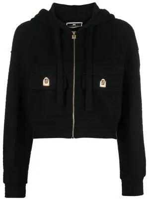 Elisabetta Franchi Logo-jacquard Zip-up Hoodie - Black