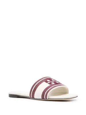Tory Burch Logo-embroidered Open-toe Flat Slides