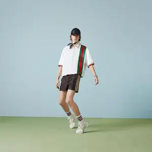 Gucci Gg Cotton Terry Cloth Polo With Web Ready-to-wear