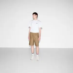 Gucci Gg Supreme Linen Shorts - Brown