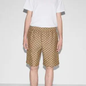 Gucci Gg Supreme Linen Shorts - Brown