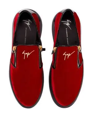 GIUSEPPE ZANOTTI Zipped Velvet Sneakers - Red