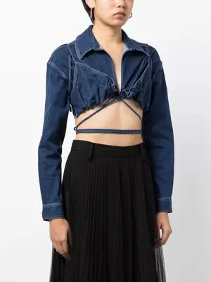 ACT Nº1 Cropped Open-back Denim Blouse