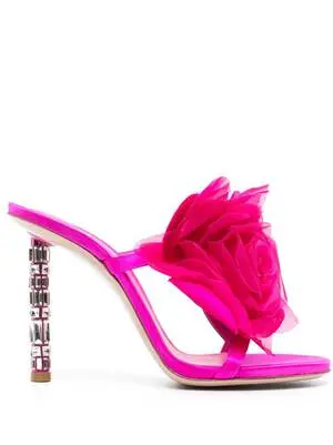 LE SILLA Rose-appliqué Sandals
