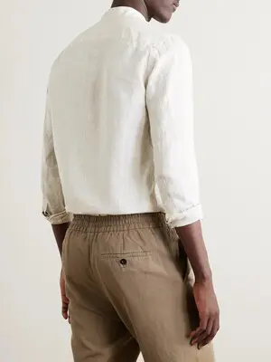 Canali Grandad-collar Linen Shirt