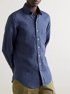 DRAKE'S Crinkled Linen-gauze Shirt