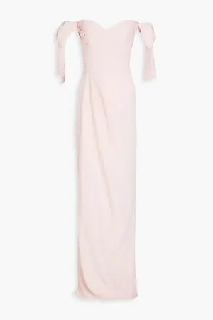 Marchesa Marchesa Notte Off-the-Shoulder Gown With Bow Detail - Pastel Pink