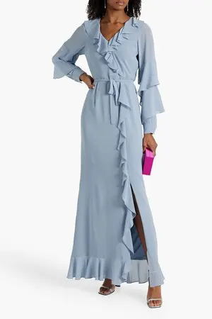 MIKAEL AGHAL Ruffled Crepe Maxi Dress