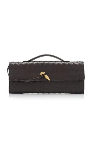 Bottega Veneta Knot Intrecciato Leather Clutch - Brown