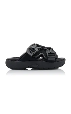 Bottega Veneta Nylon Webbed Slide Sandals - Black