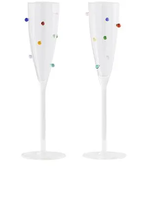MAISON BALZAC Pomponette Flutes In Neutral - Clear & Multi