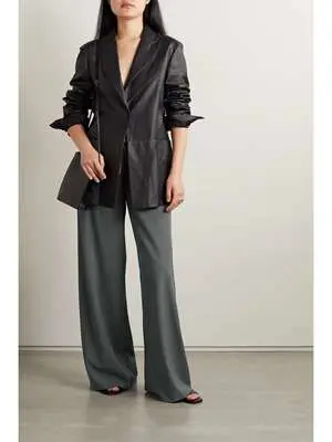 THE ROW Barrie Wide-leg Wool-crepe Pants