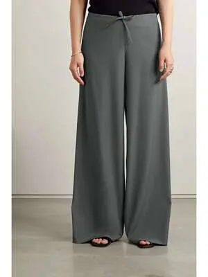 THE ROW Barrie Wide-leg Wool-crepe Pants